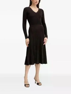 MORGAN V-neck Ribbed Knit Midi Dress