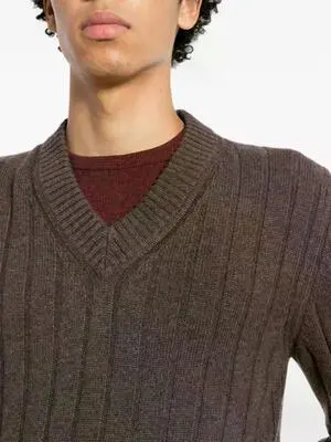 Brunello Cucinelli Ribbed V-neck Jumper