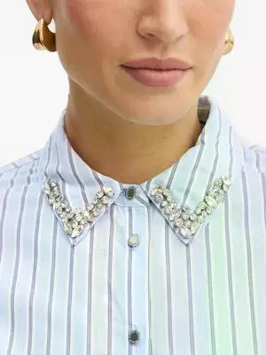 MORGAN Striped Shirt With Embellished Collar