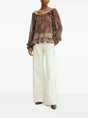 MORGAN Ruffled Animal Print Off-shoulder Top