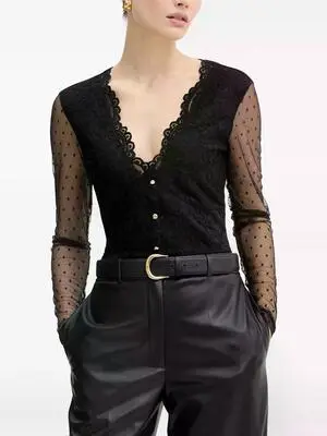 MORGAN Lace Spotted Bodysuit - Black
