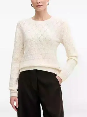 MORGAN Diamond Pattern Round Neck Long Sleeve Sweater