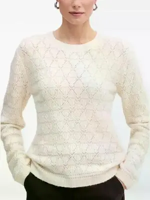 MORGAN Diamond Pattern Round Neck Long Sleeve Sweater