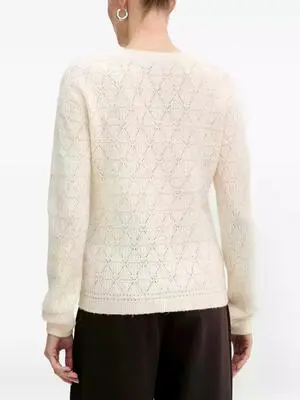 MORGAN Diamond Pattern Round Neck Long Sleeve Sweater