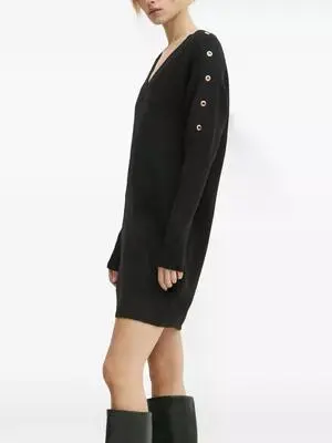 MORGAN V-neck Mini Dress With Rib-knit Trim