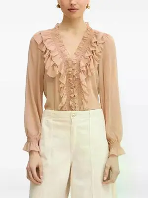 MORGAN Ruffled V-neck Top - Pink