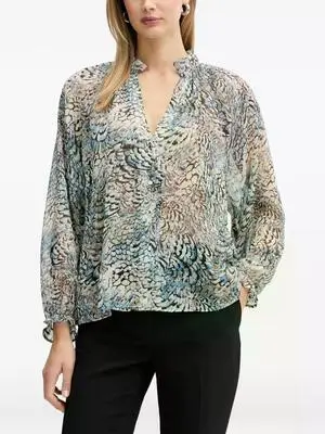 MORGAN V-neck Printed Top - Blue