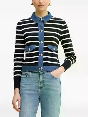 MORGAN Striped Cardigan - Blue