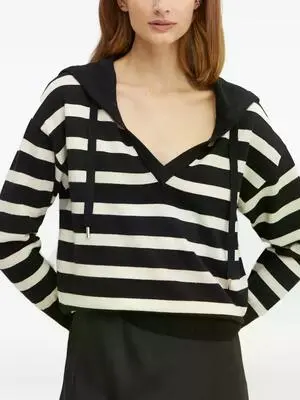 MORGAN Striped V-neck Hoodie