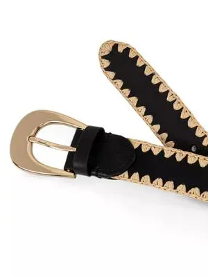 Michael Kors Whipstitch Leather Belt - Black