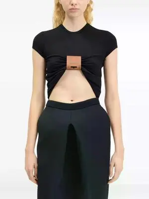 JEAN PAUL GAULTIER Jersey T-shirt With Leather Logo Tag Detail