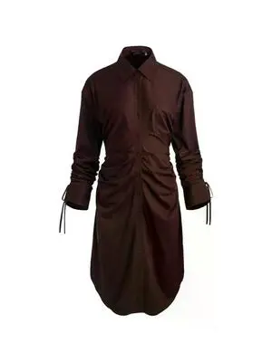 Alice + Olivia Denise Ruched Tie-sleeve Midi Shirt Dress