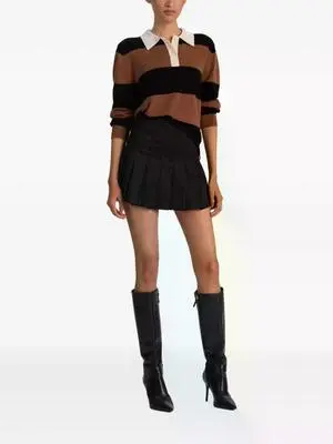 Alice + Olivia Tillie Striped Long-sleeve Polo-collar Sweater