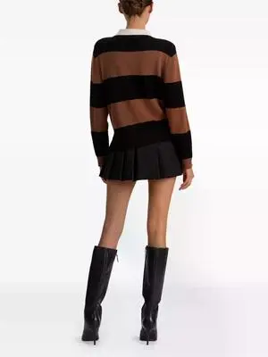 Alice + Olivia Tillie Striped Long-sleeve Polo-collar Sweater