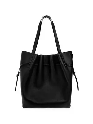 Yuzefi Scallop Leather Tote Bag - Black