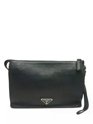 Prada 2013-2026 Vitello City Wristlet Clutch Bag - Blue