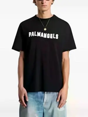 Palm Angels Logo Print Cotton T-shirt - Black