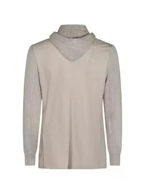 Eleventy Ribbed-knit Panelled Hoodie