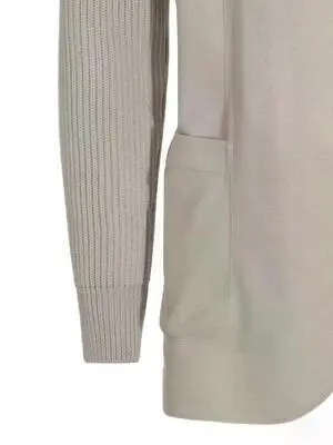 Eleventy Ribbed-knit Panelled Hoodie