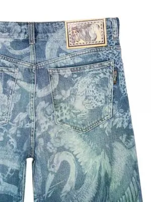 Just Cavalli Animal-print Logo-patch Jeans