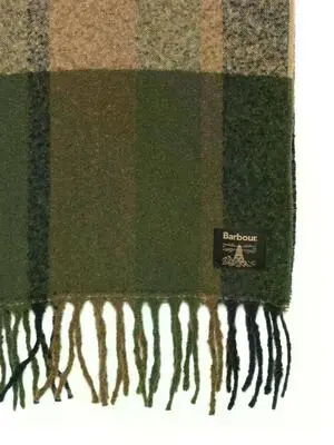 Barbour Check-pattern Fringed Scarf Set