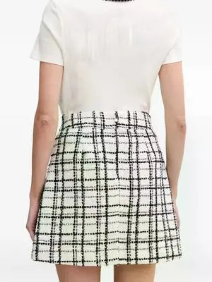 MORGAN Checked-pattern Belted Mini Skirt - Neutrals