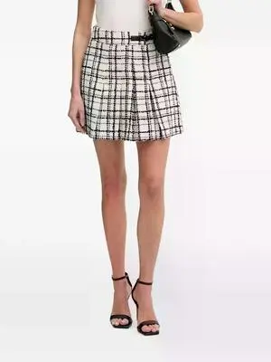 MORGAN Checked Pattern Belted Mini Skirt - Neutrals