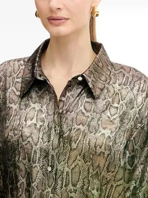 MORGAN Snakeskin Print Button-up Shirt