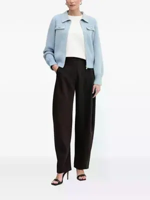 MORGAN Zip-up Cardigan With Buttoned Pockets - Blue