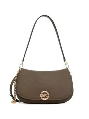 Michael Kors Logo-plaque Pebbled Shoulder Bag - Brown