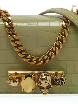 Alexander McQueen Skull Knuckle Crocodile-embossed Mini Bag