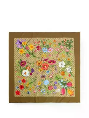 Gucci Printed Gg Wool Silk Shawl - Neutrals