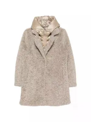 BOMBOOGIE Hooded Faux-shearling Coat - Grey