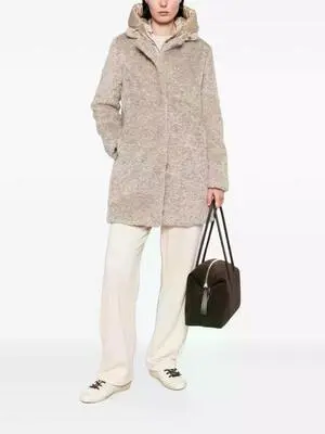 BOMBOOGIE Hooded Faux-shearling Coat