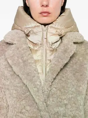 BOMBOOGIE Hooded Faux-shearling Coat