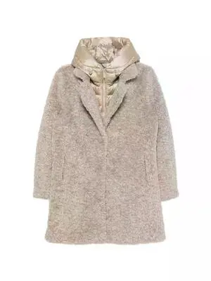 BOMBOOGIE Hooded Faux-shearling Coat - Grey