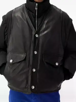 Versace Leather & Nylon Padded Blouson