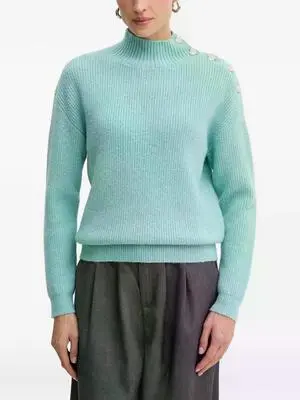 MORGAN Heart Button Sweater - Blue