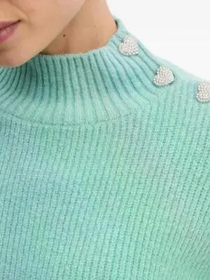 MORGAN Heart Button Mock Neck Sweater