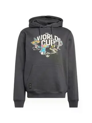 Adidas Graphic-print Drawstring Hoodie - Grey