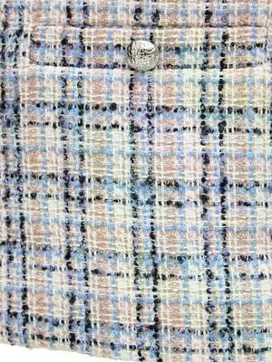 MORGAN Collarless Check-pattern Cardigan