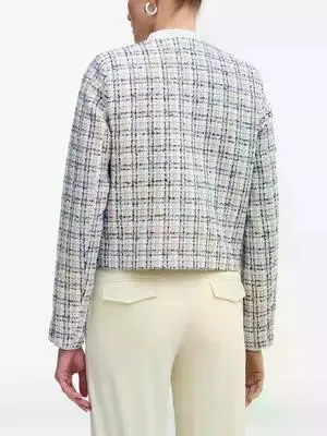 MORGAN Collarless Check-pattern Cardigan