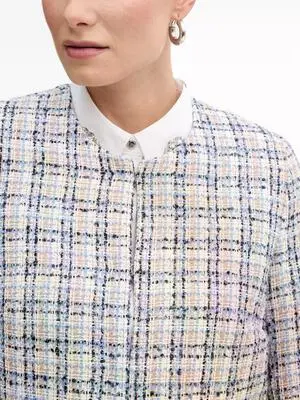 MORGAN Collarless Check-pattern Cardigan