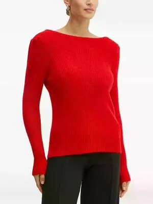 MORGAN Boat Neck Sweater With Puff Sleeves And Open Back