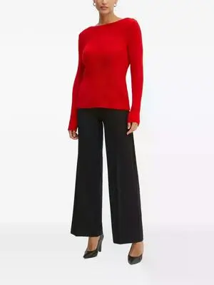 MORGAN Boat Neck Sweater With Puff Sleeves And Open Back