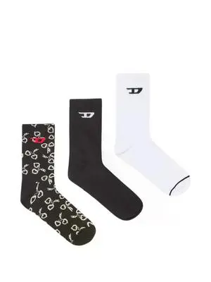 DIESEL® 3-pack Crew Socks With Handcuff Motif - Black