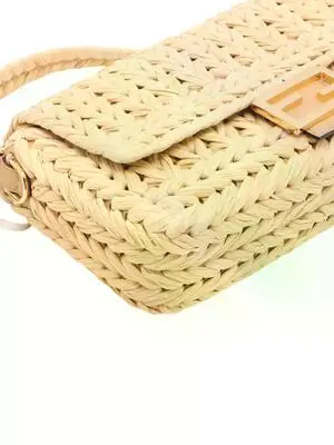 Fendi 2010-2026 Crochet Raffia Baguette Satchel