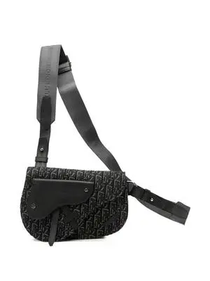 Dior 2019 Oblique Canvas Saddle Messenger Bag Crossbody Bag - Black