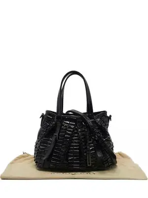 Burberry Large Lowry Patent Leather Tote Bag - Black
