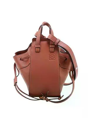 Loewe 2010-2026 Mini Leather Drawstring Hammock Bag Satchel - Brown